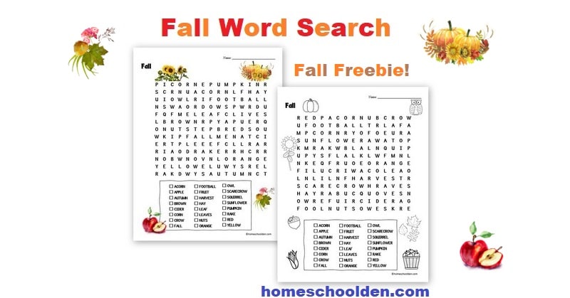 Fall-Autumn Word Search - Homeschool Den