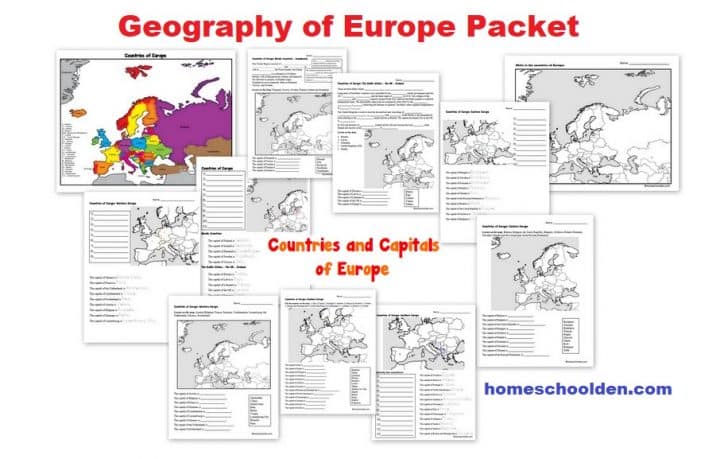Countries and Capitals of Europe Worksheets - Homeschool Den