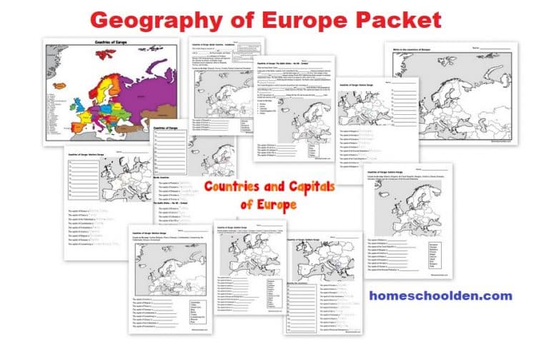 Countries and Capitals of Europe Worksheets - Homeschool Den