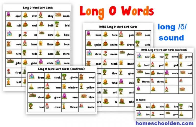 Long O Sound Word Sort and Games - Homeschool Den