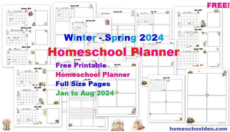 FREE Homeschool Planner Winter-Spring 2024 - Homeschool Den