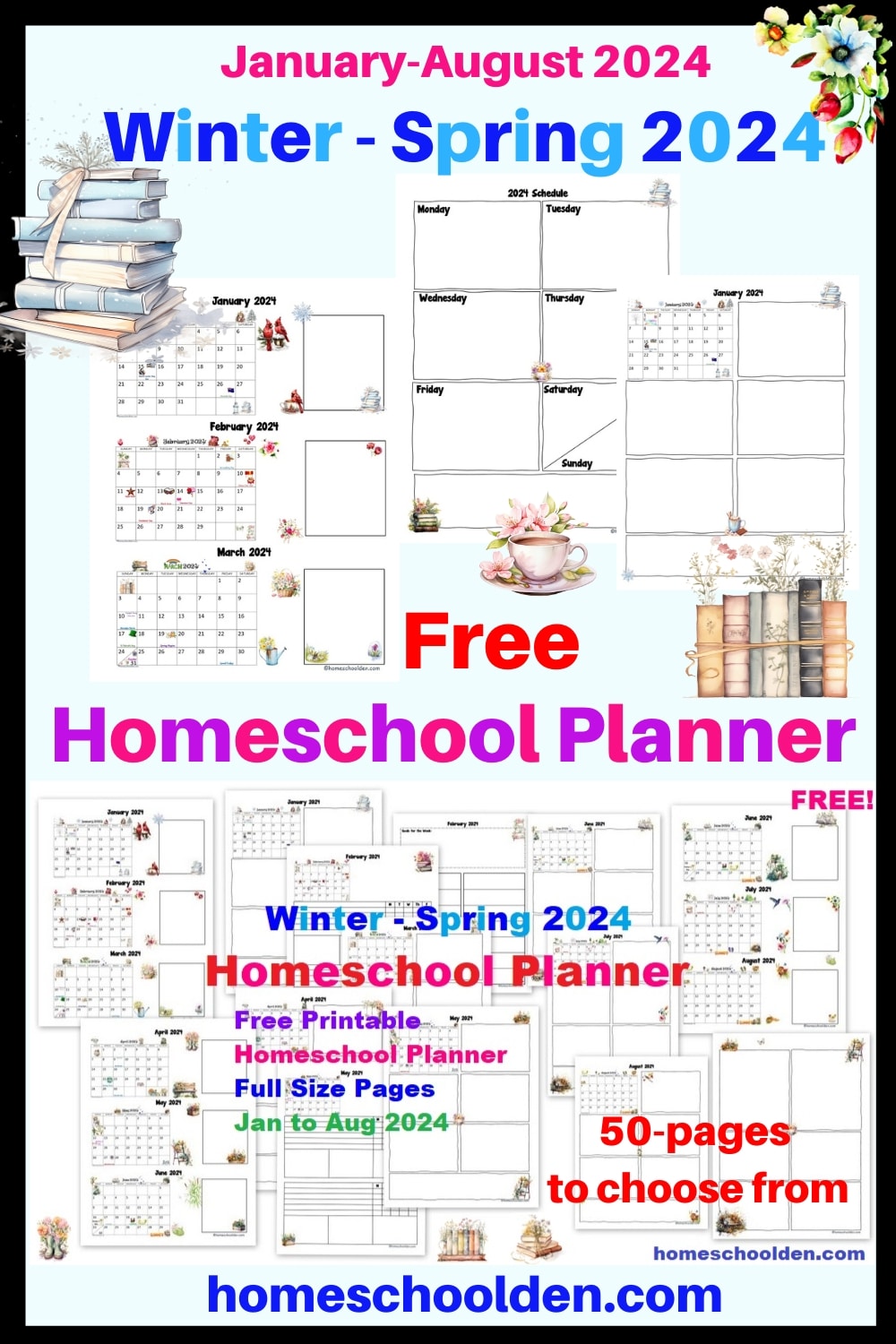 FREE Homeschool Planner Winter-Spring 2024 - Homeschool Den