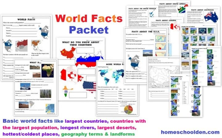 More Landform Pages Added to the World Facts Packet - Homeschool Den