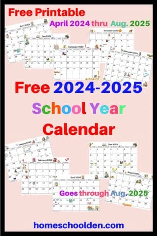 Free 2024-2025 Calendar Printable - Homeschool Den