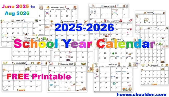 Free 2025-2026 Calendar Printable - Homeschool Den